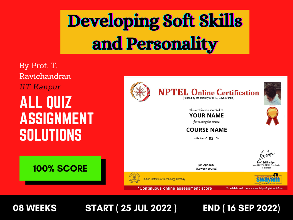Developing Soft Skills And Personality NPTEL 2023 Week 1 Assignment